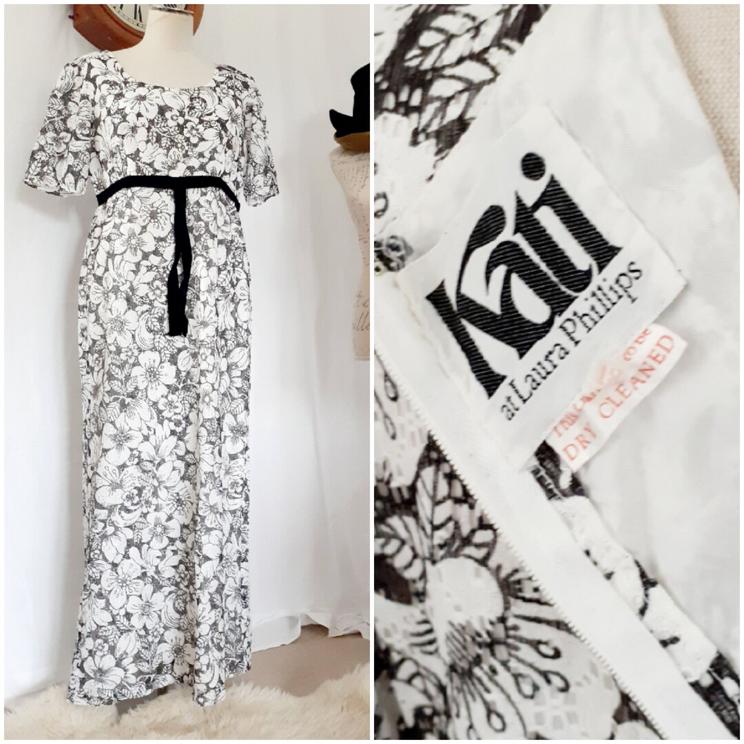 SALE 1960s/70s Rare Kati at Laura Phillips Maxi Dress. Empire Line ...
