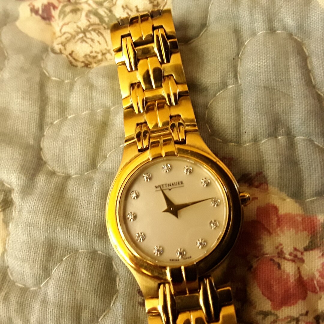 Vintage Wittnauer Winter Garden Watch. Diamonds. Mother of Pearl Dial ...
