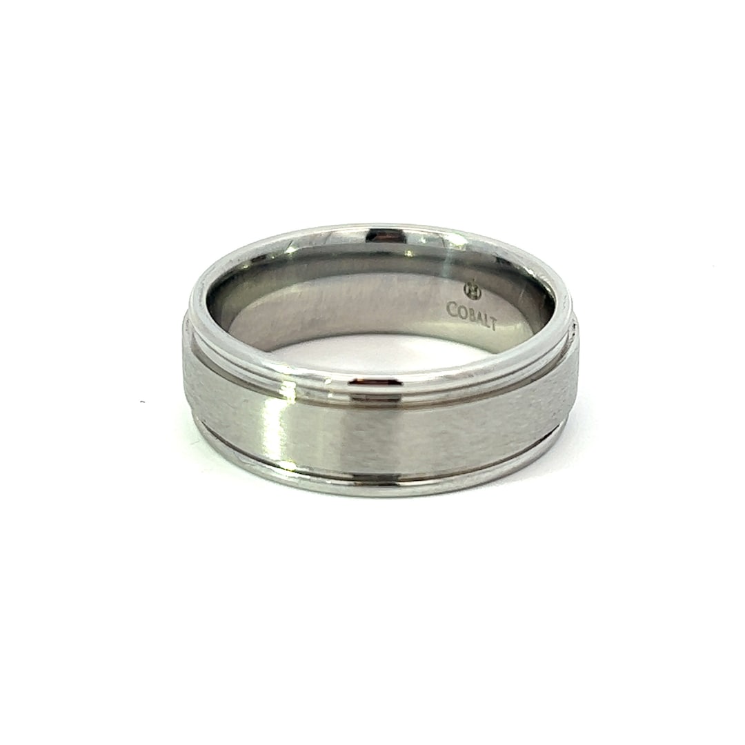 Gent's Cobalt Chrome Double Ridged Satin Finish Ring - Etsy