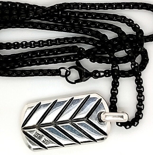 David Yurman Ruby & Feather Print Dog Tag - Etsy