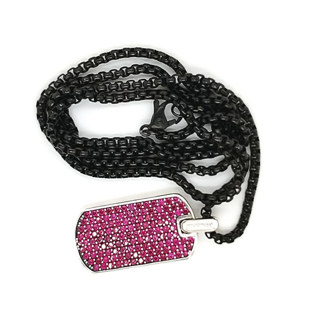 David Yurman Ruby & Feather Print Dog Tag - Etsy