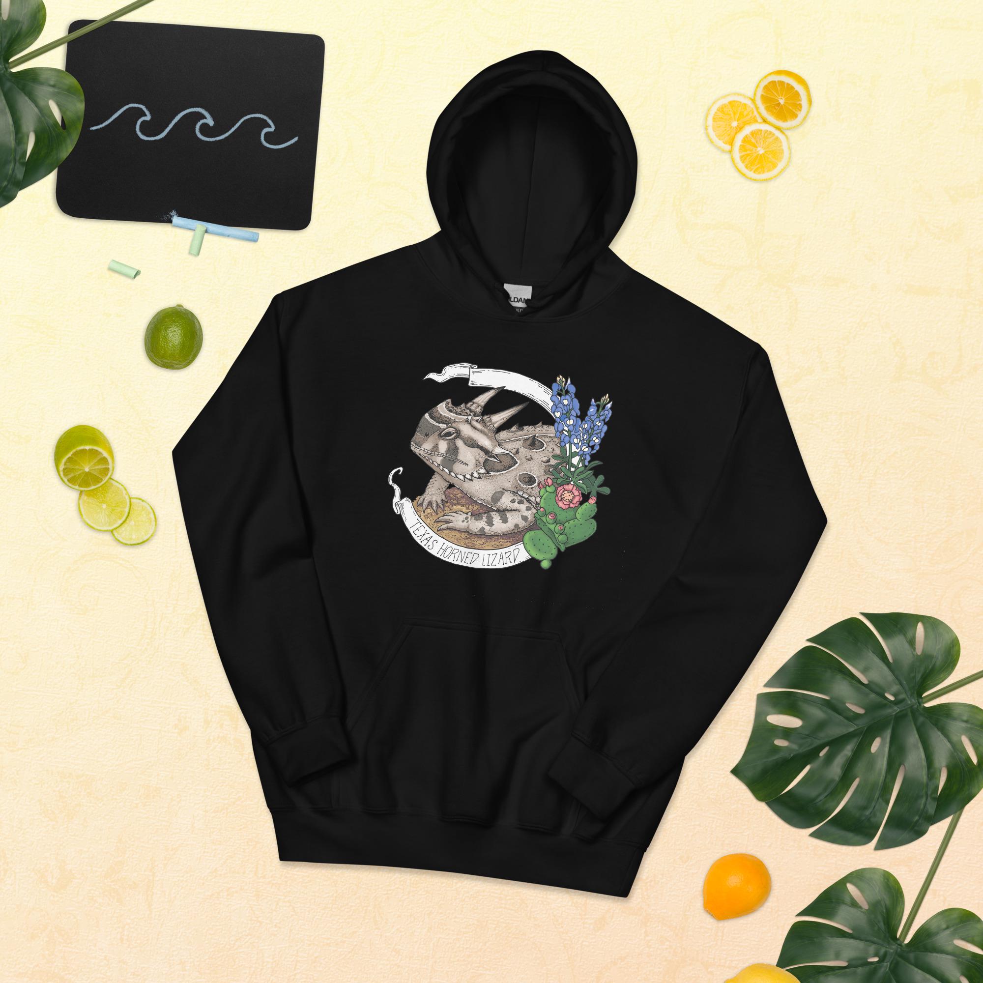Texas Horned Toad Lizard Banner Hoodie, Cute Reptile Apparel - Etsy