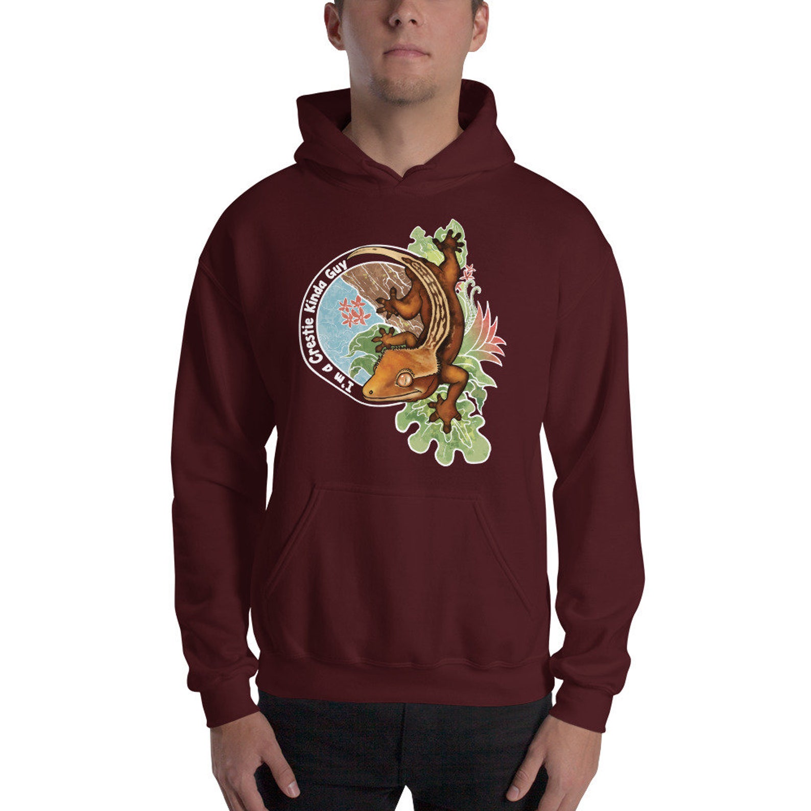 Crested Gecko Guy Hooded Sweatshirt, Crested Gecko Hoodie, Crested ...