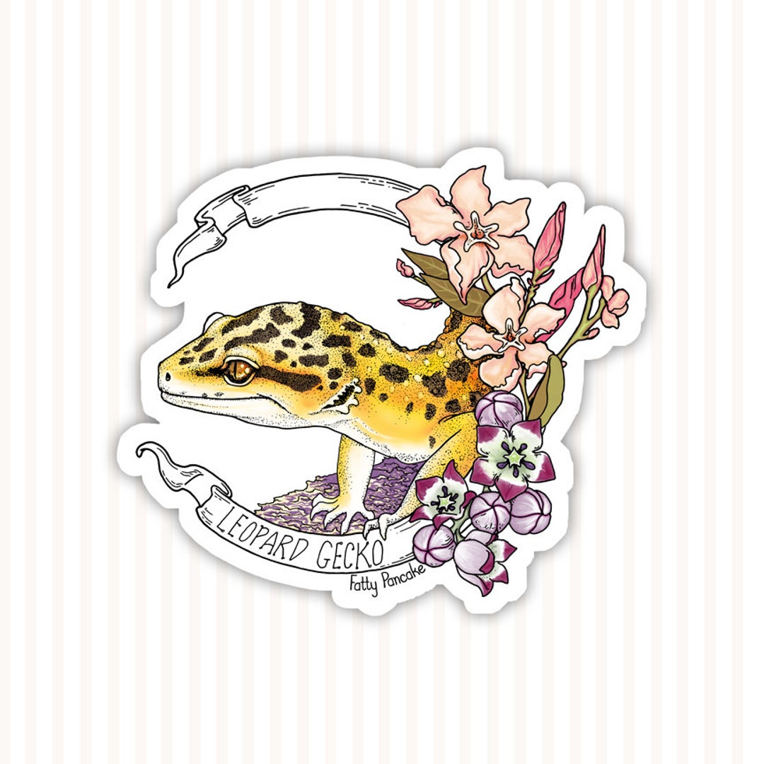 Leopard Gecko Banner Sticker, Gecko Vinyl Sticker, Cute Lizard Reptile ...