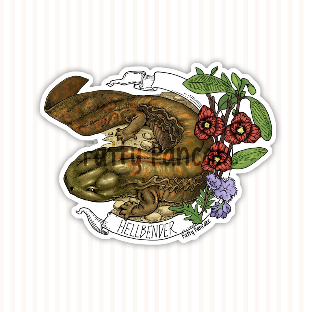 Hellbender Banner Sticker, Cute Amphibian Snot Otter Permanent Vinyl ...