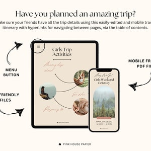 Girls Trip Editable Travel Itinerary Template, 5 Day Weekend Planner ...