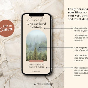 Girls Trip Itinerary Template, 3-day Weekend Planner (canva Editable ...
