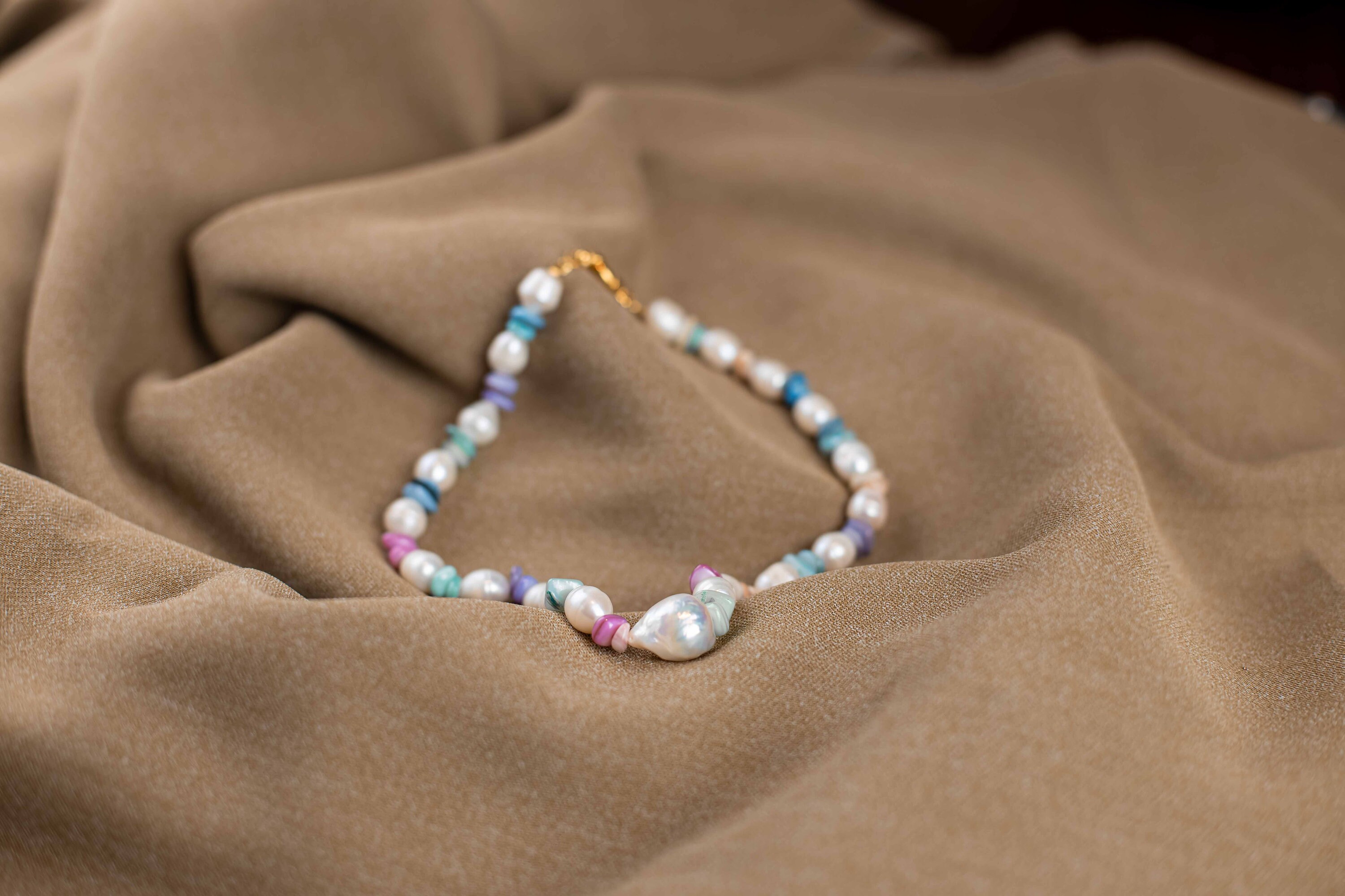 Ocean Inspired Fishbone Chain Baroque Pearl Necklace Grey - Etsy