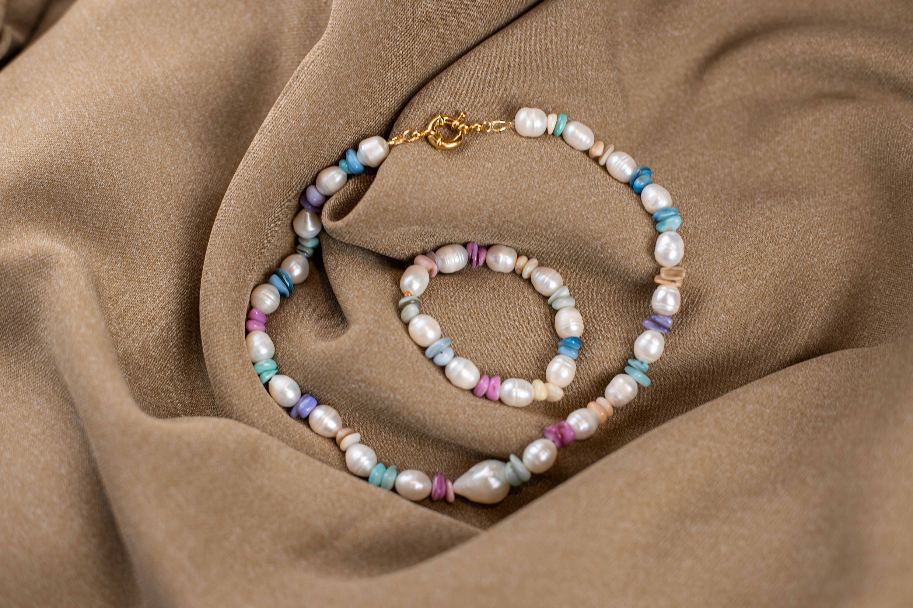 Ocean Inspired Fishbone Chain Baroque Pearl Necklace Grey - Etsy