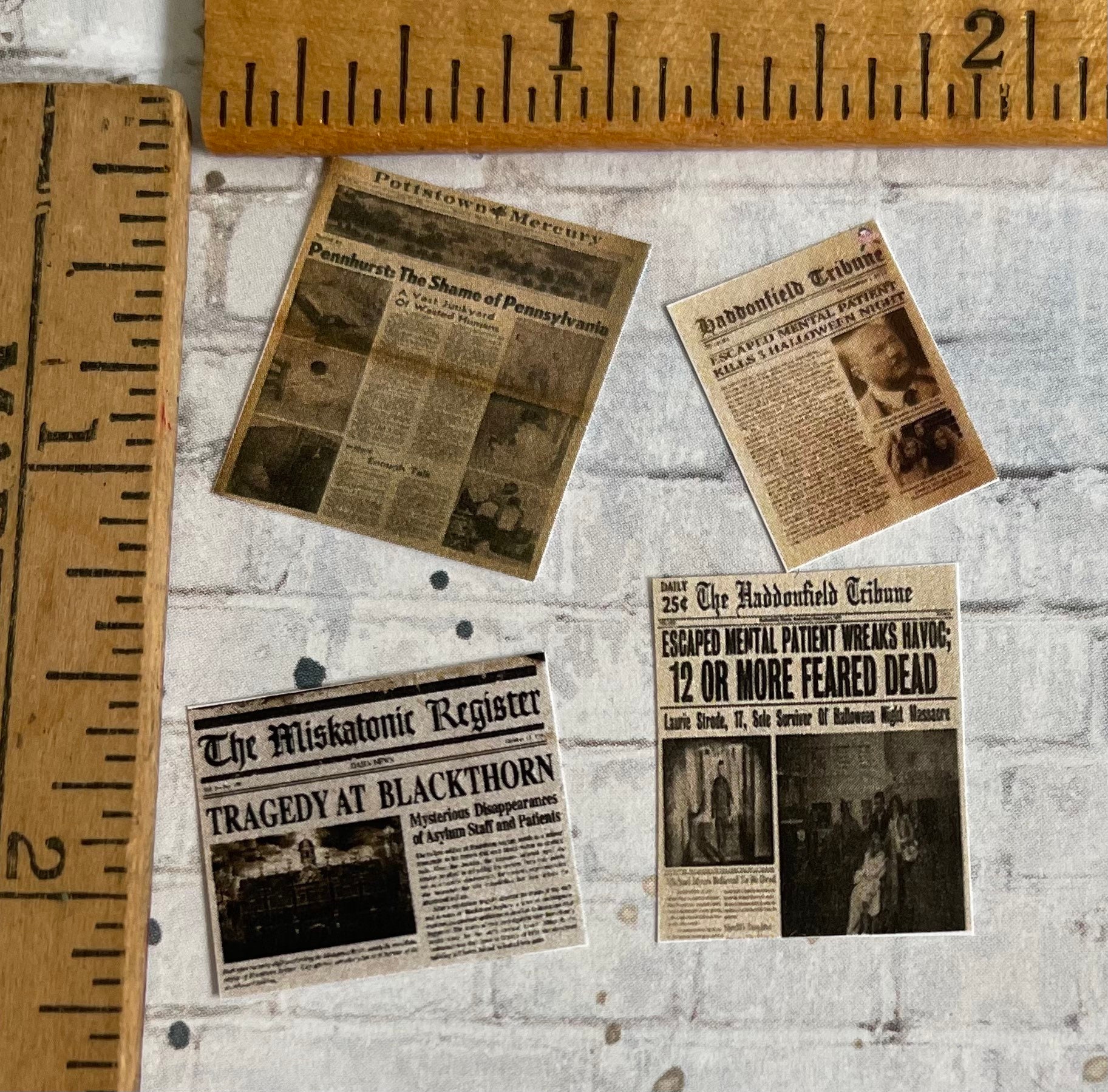 4 pc Asylum Newspaper Clippings This item is NOT LIFE SIZE. | Etsy