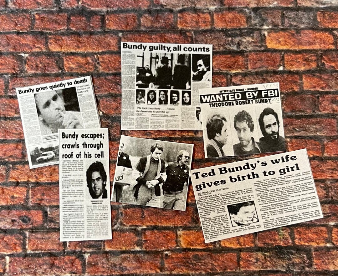 6 Pc Ted Bundy Serial Killer Newspaper Clippings - This Item is Not ...