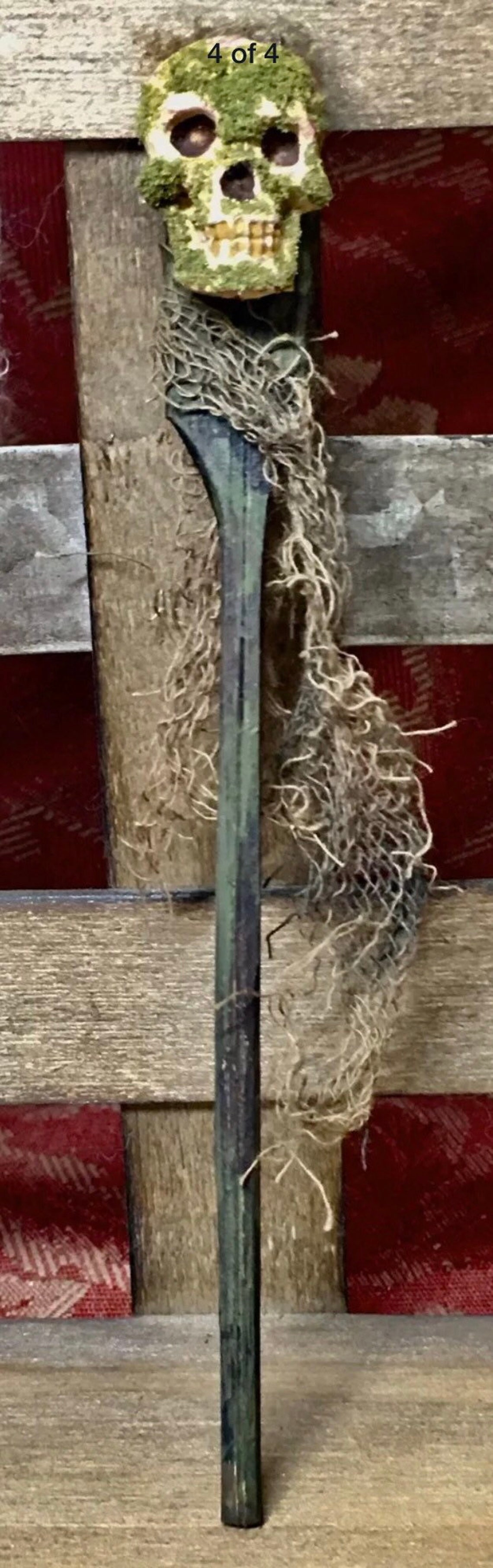 Witchs Mossy Skull Staff | Etsy