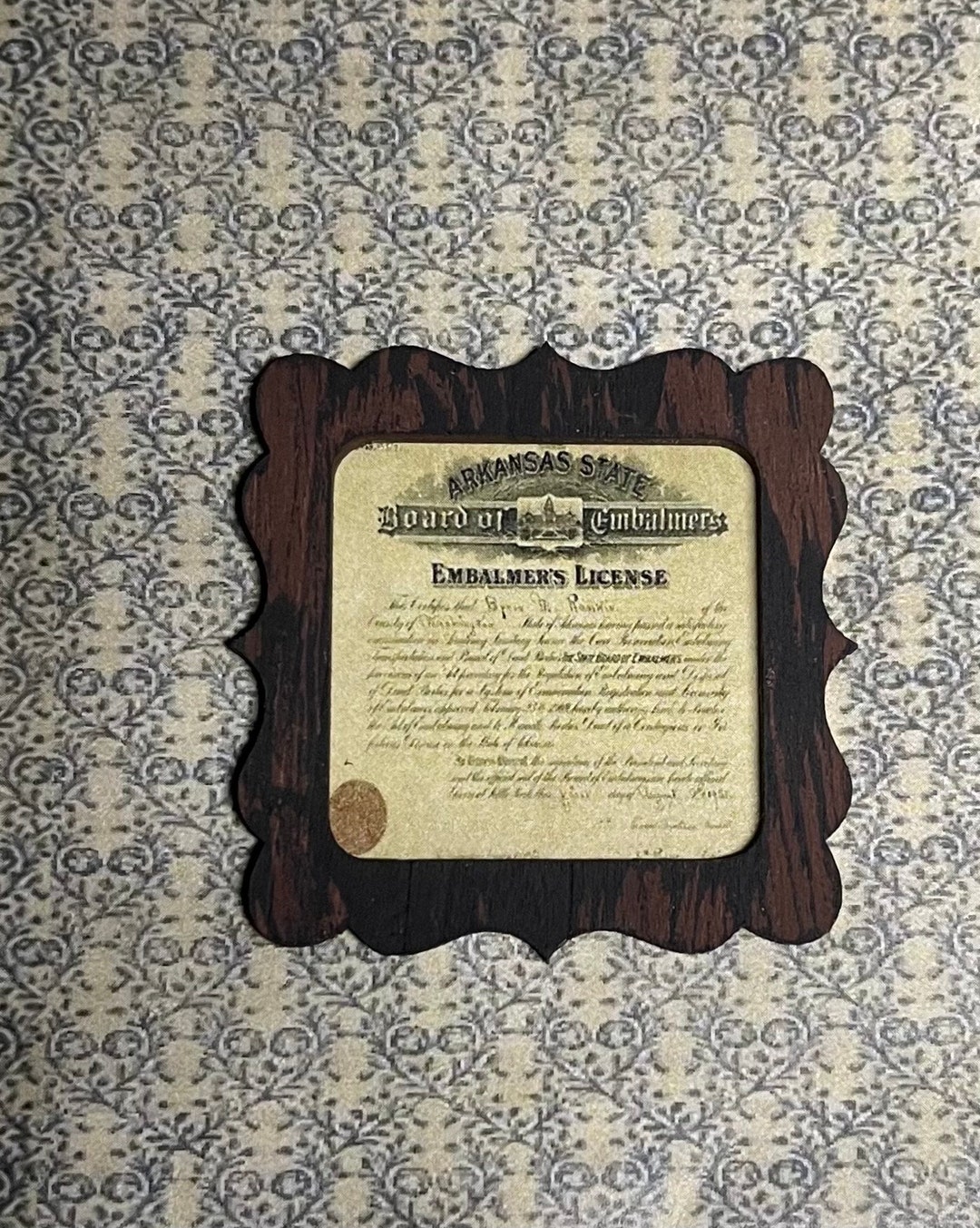 Painted Wood Framed Embalmer’s License - This is Not Life Size. - Etsy