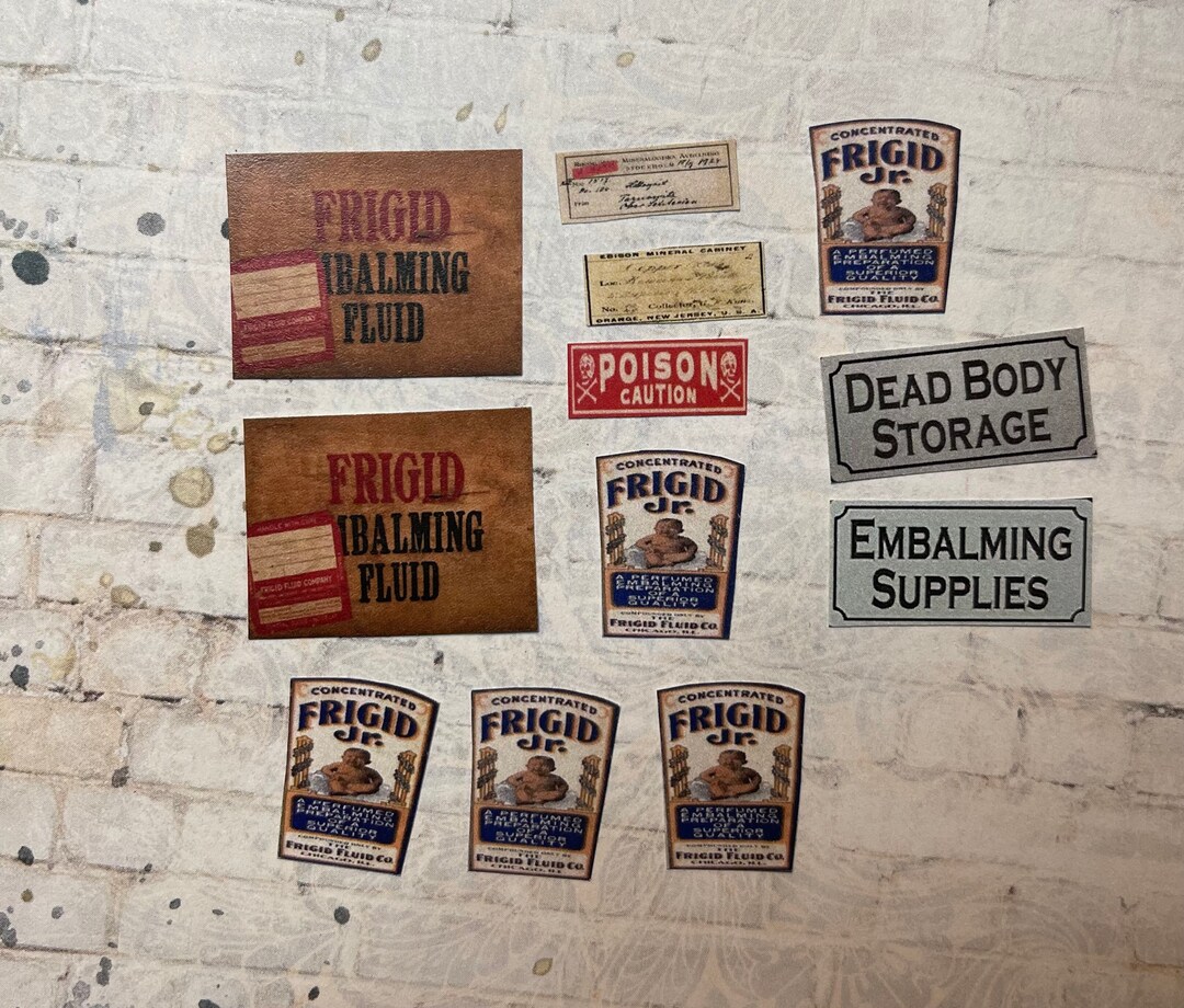 Retiring - 12 Pc Morgue Label Set for a Crate, Bottles & Signs - DIY ...
