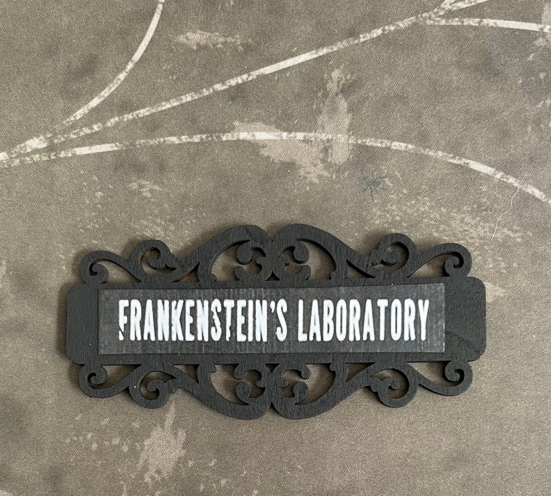 Wood Scrolled Frankenstein’s Laboratory Sign - This is Not Life Size ...