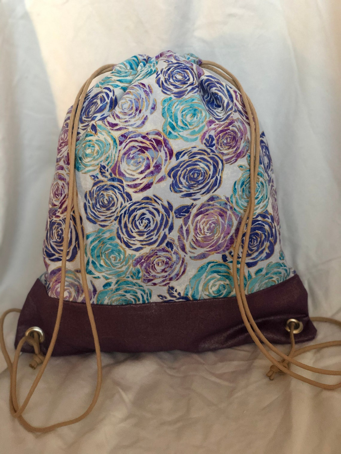 Purple Rose Drawstring Bag Medium Size - Etsy