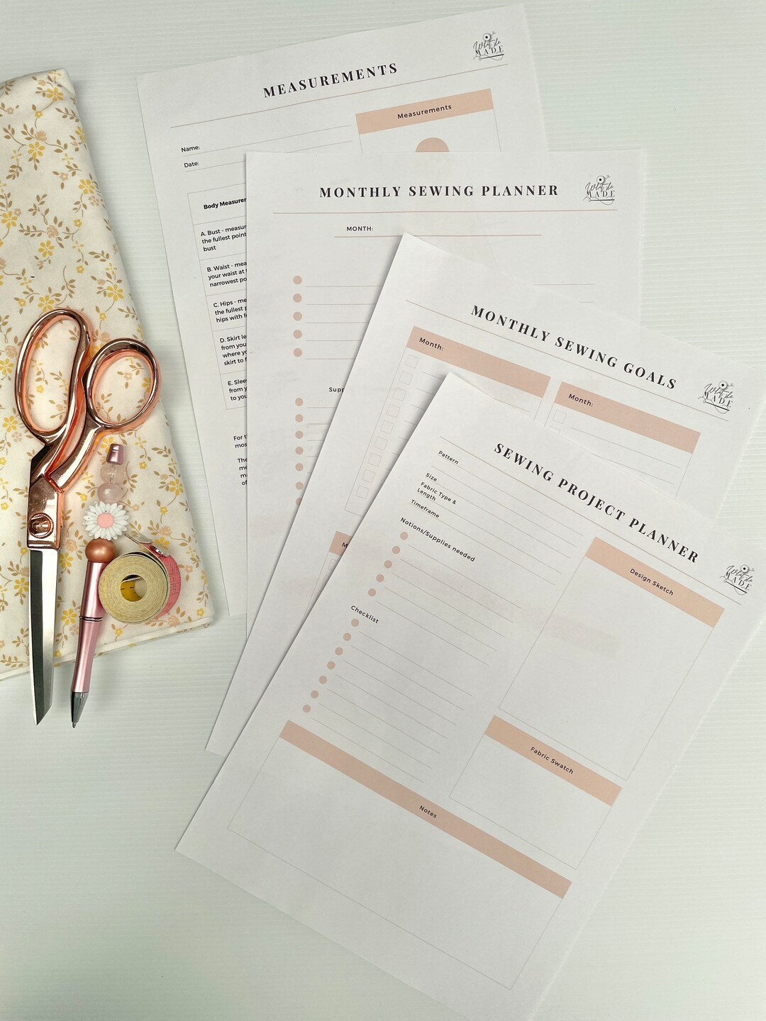Sewing Planner - Printable Sewing Project Organiser, Body Measurements ...