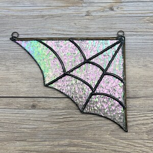 Stained Glass Spiderweb-spider-halloween-halloween Decor-corner Panel ...