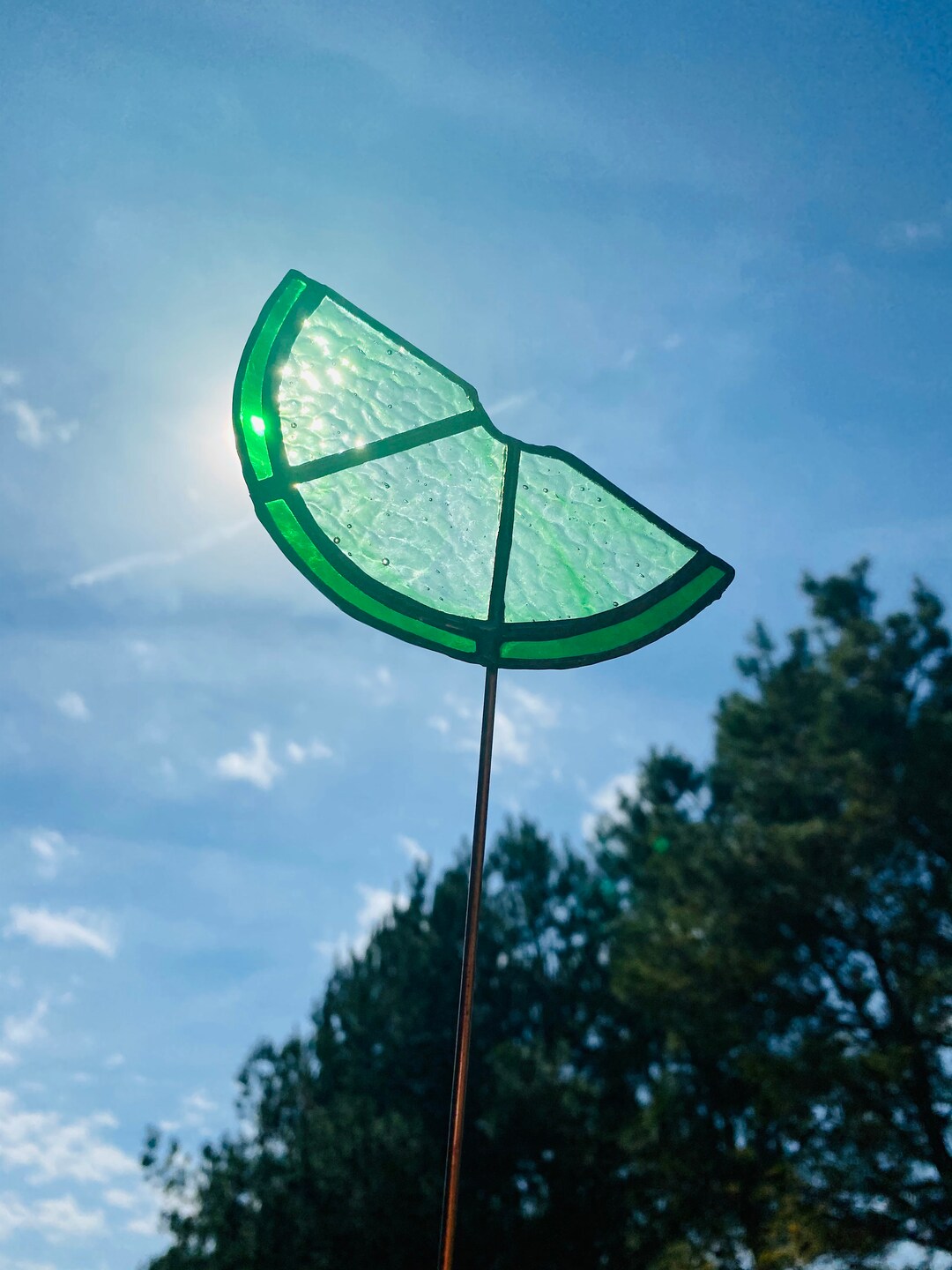 Stained Glass Lime-lime Planter Stake-fruit Glass Art-home and Garden ...
