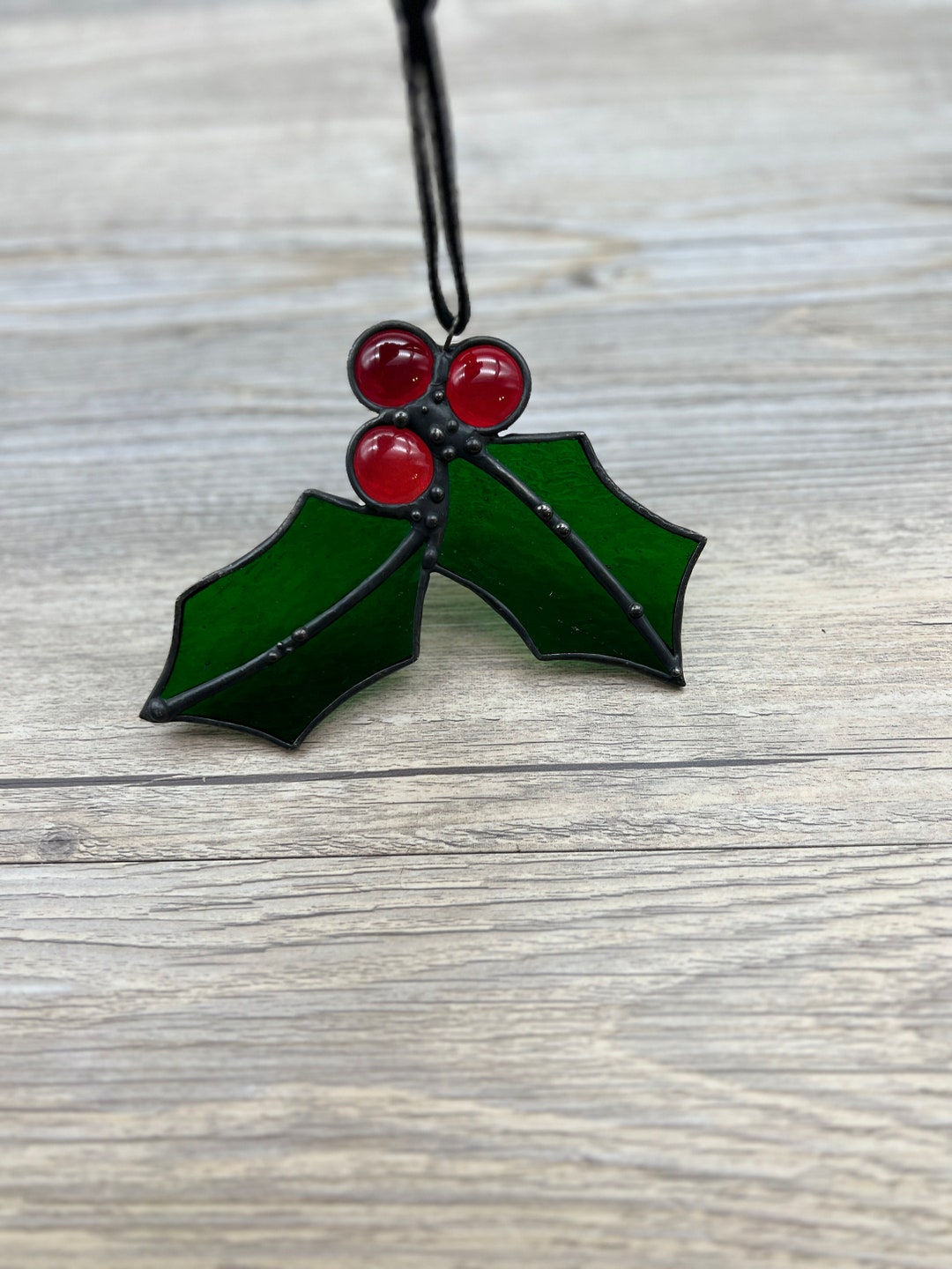 Stained Glass Holly-sun Catcher-mistletoe-holiday Decor-christmas Gift ...