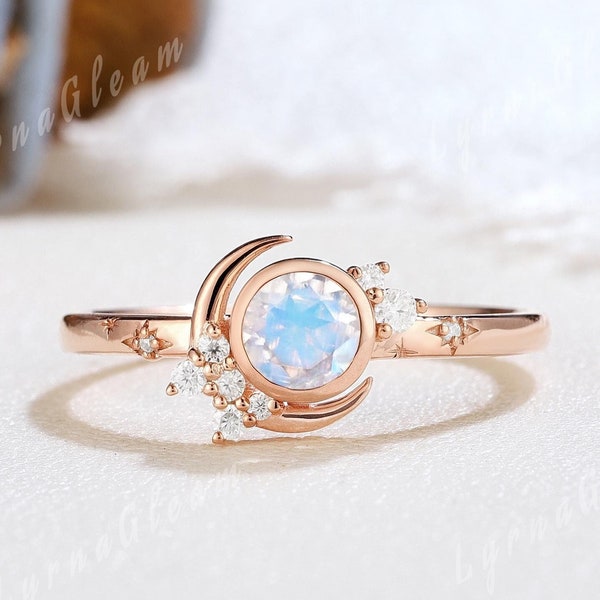 Moon Engagement Ring - Etsy