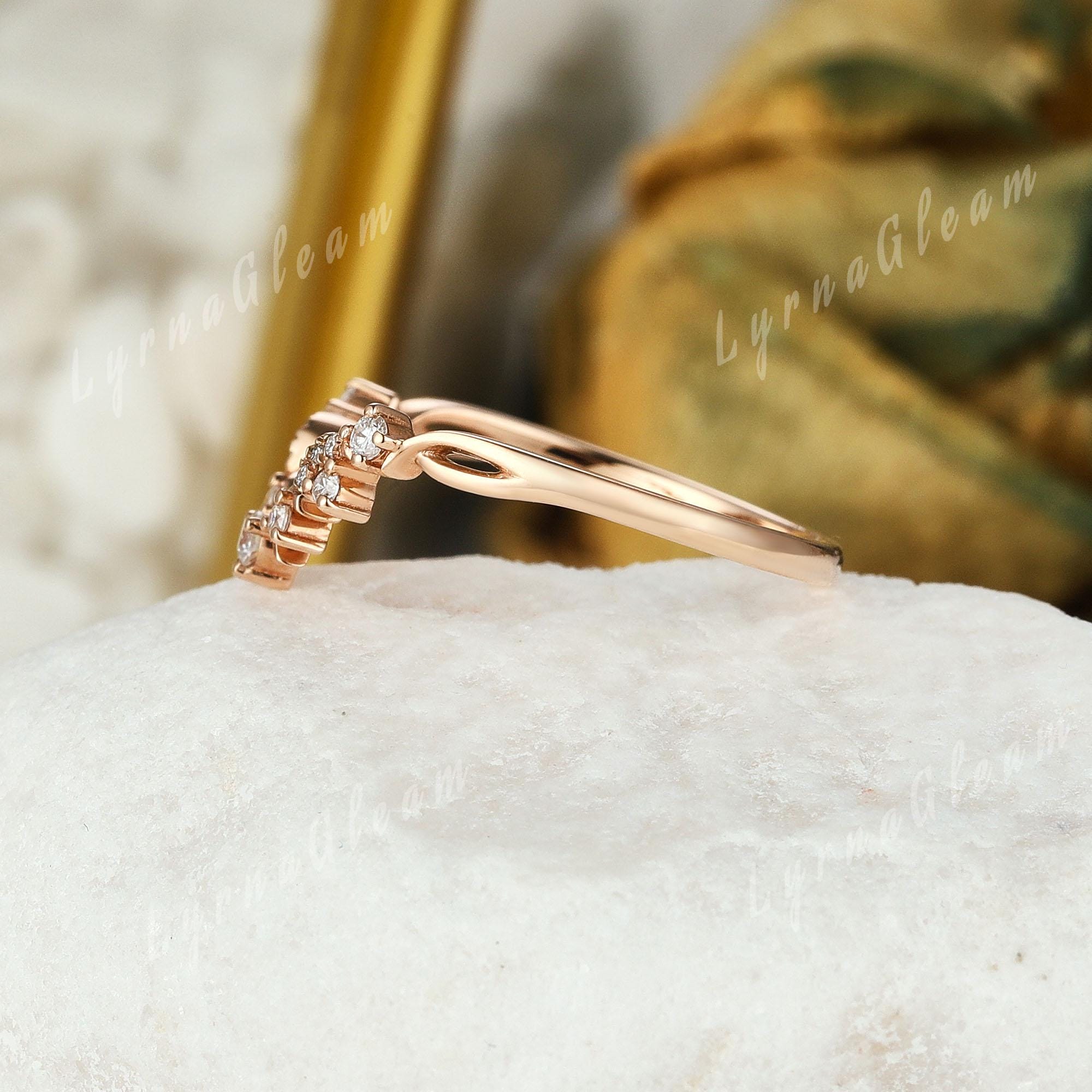 Unique Crescent Moon Wedding Ring Sterling Silver Sailor Moon Celestial Ring Curved Wedding Band ...