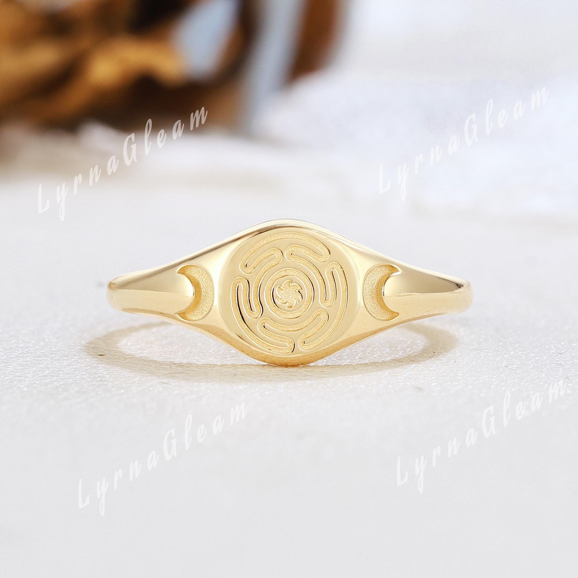 Unique Hecate's Wheel Engraved Wedding Ring Greek Jewelry Solid Gold ...