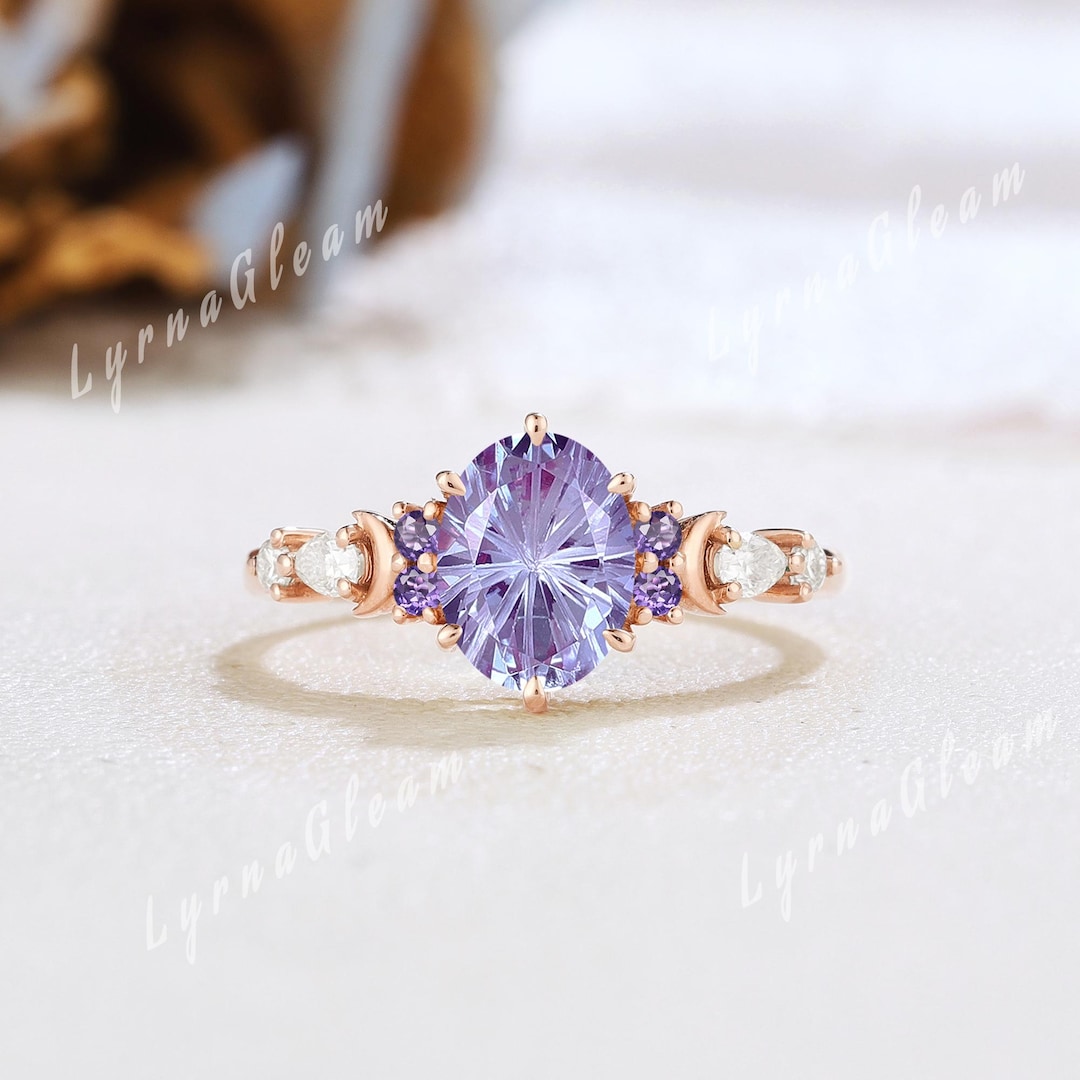 Fancy Firework Cut Alexandrite Engagement Ring Starbright Moon Ring ...