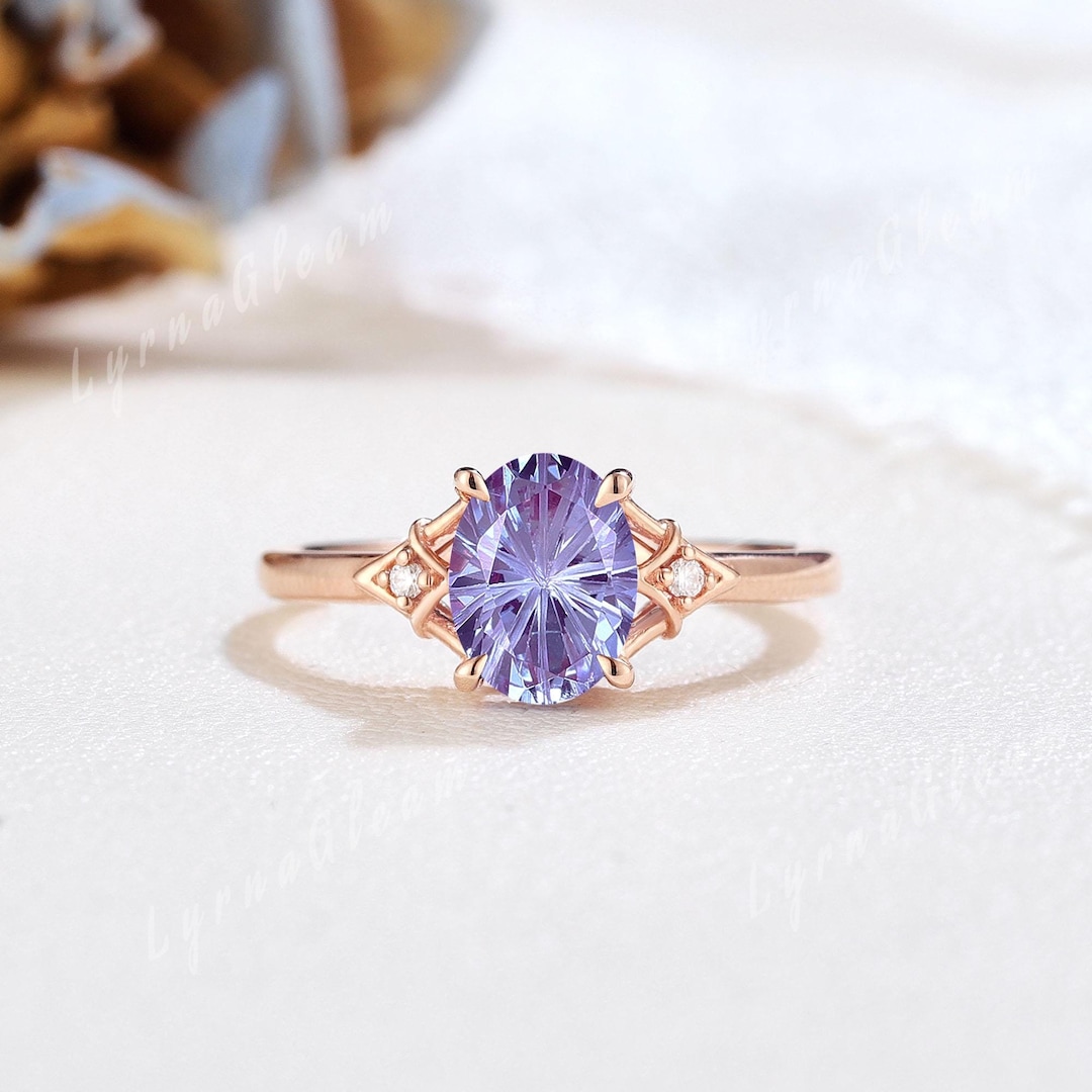 Firework Cut Alexandrite Moonlit Engagement Ring Sterling Silver ...