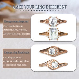 Unique Oval Firework Cut Alexandrite Engagement Ring Set Rose Gold Moon ...