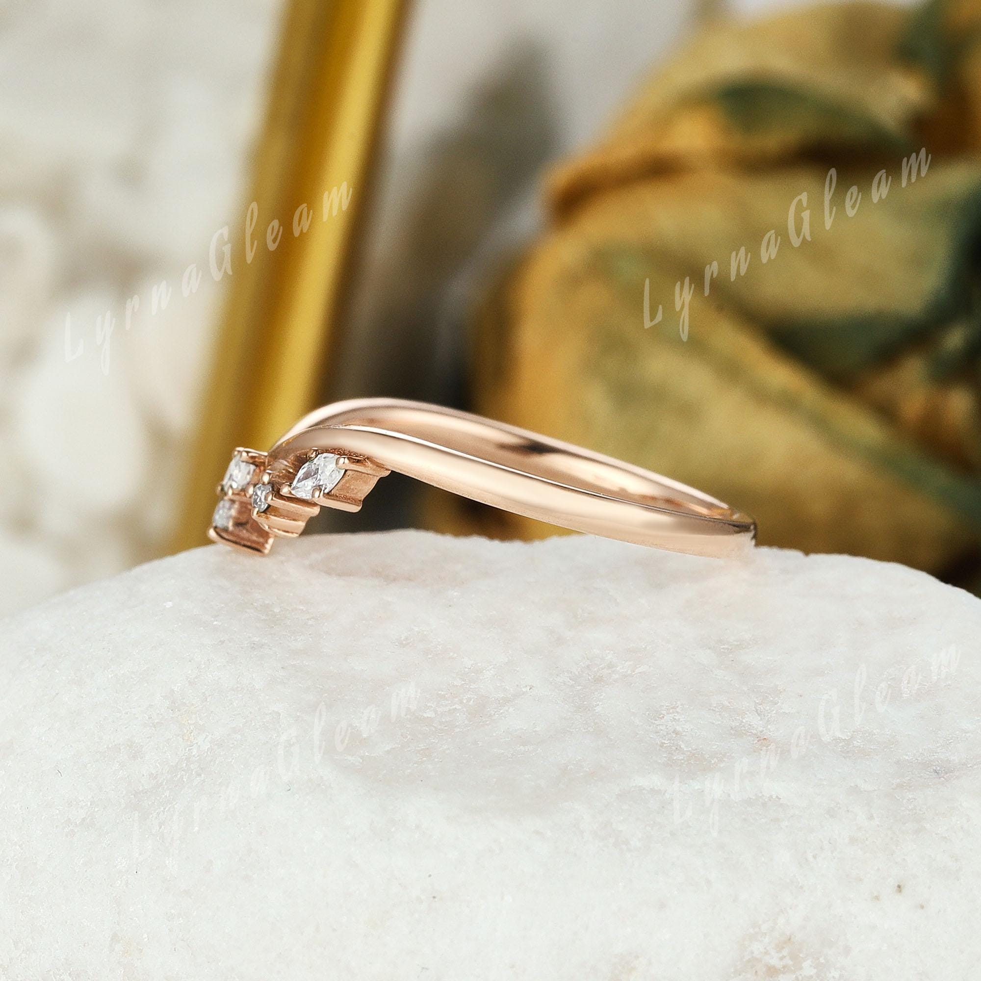 Unique Nature Inspired Moon Wedding Ring Sterling Silver Moissanite ...