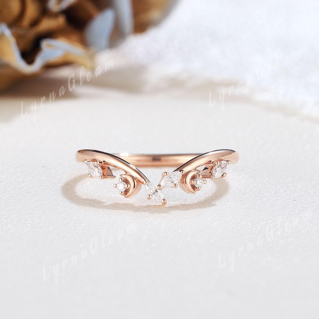 Unique Crescent Moon Wedding Ring Sterling Silver Sailor Moon Ring ...