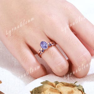 Oval Firework Cut Alexandrite Engagement Ring Set Rose Gold Celestial ...