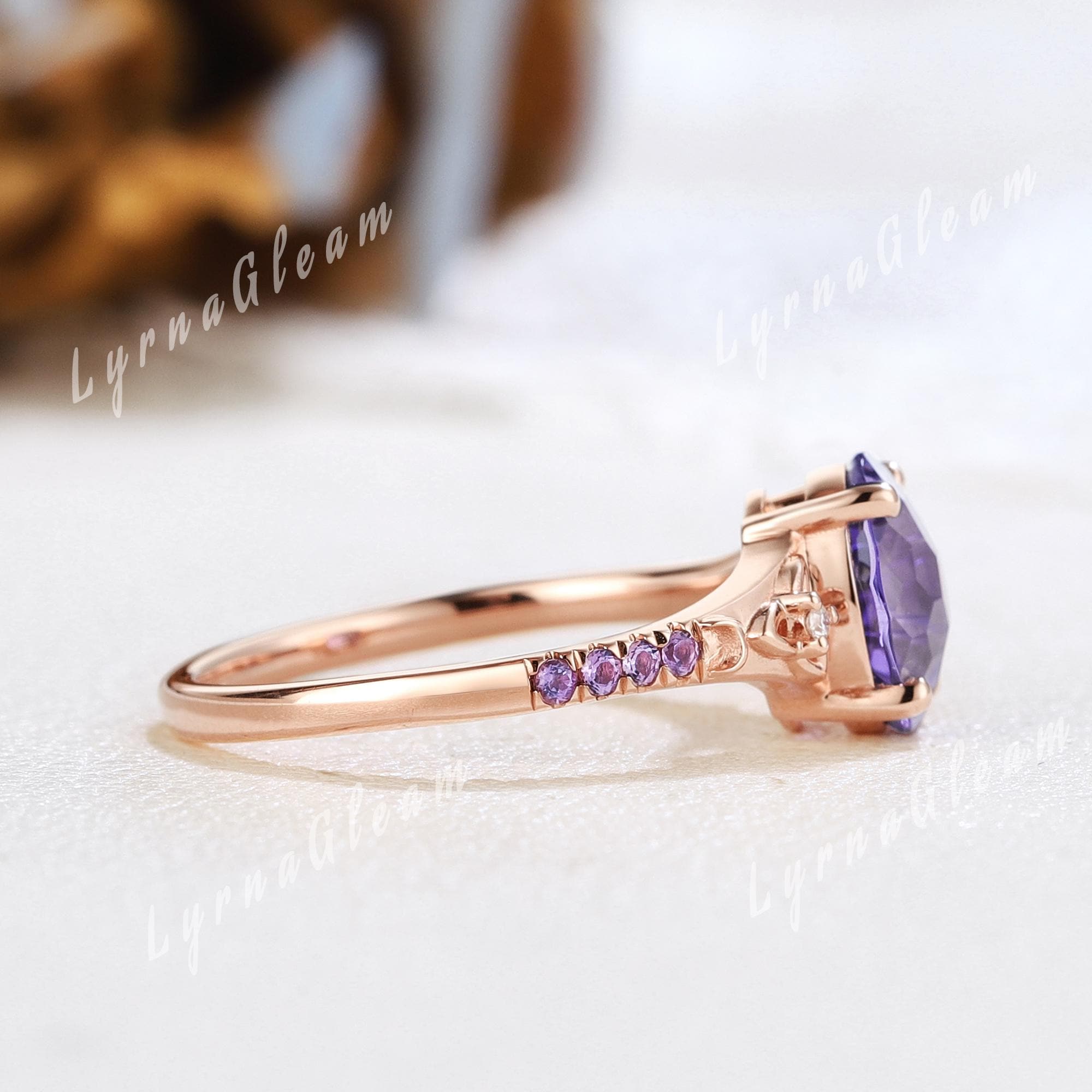 Firework Cut Purple Sapphire Engagement Ring Celtic Knot Ring Unique ...
