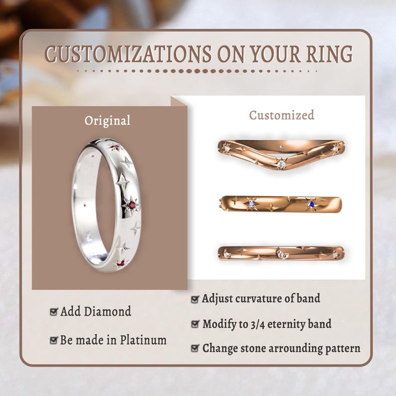 Minimalist Starburst Alexandrite Wedding Band Rose Gold Star Engraved ...
