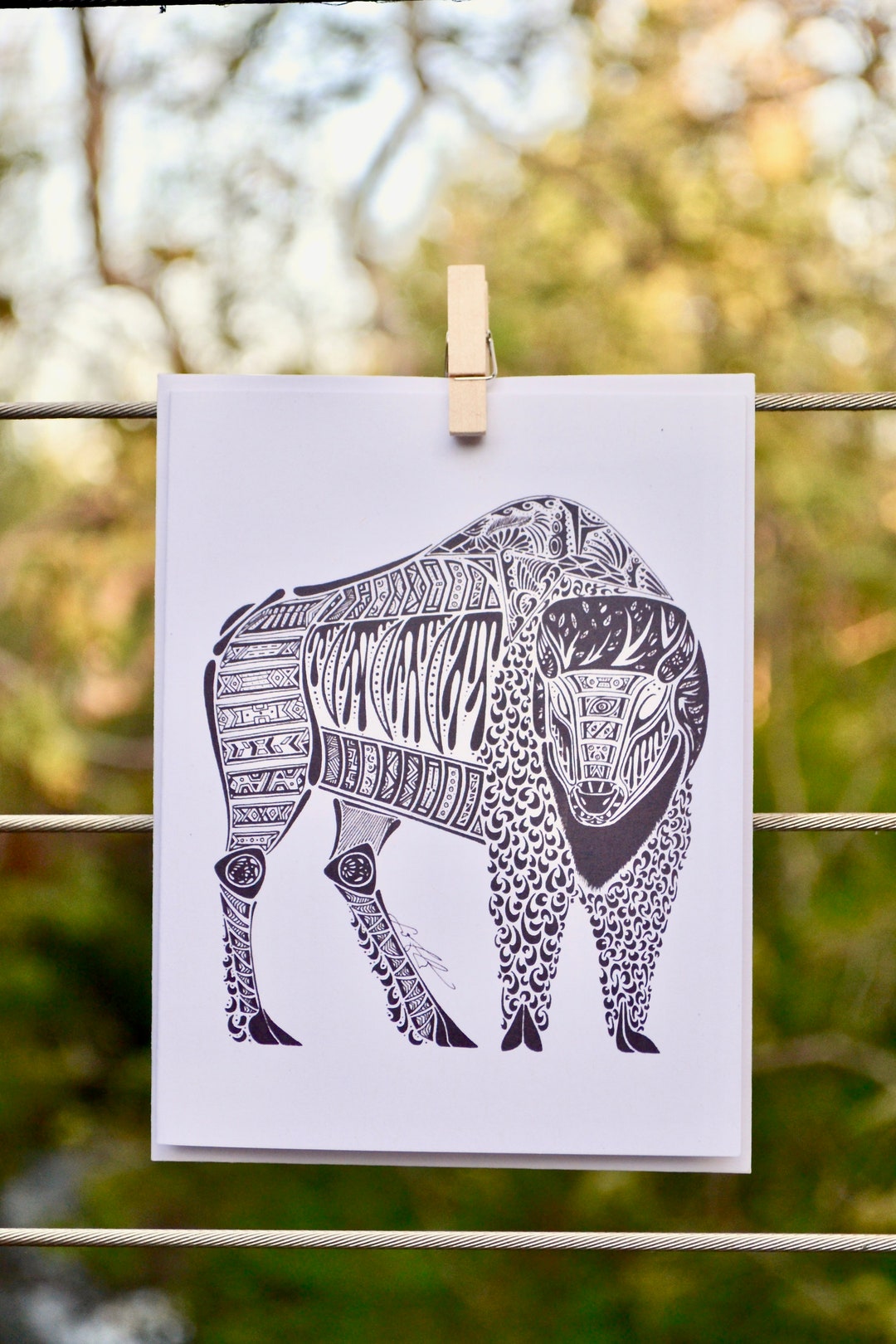 Bison Bison american Bison Card - Etsy