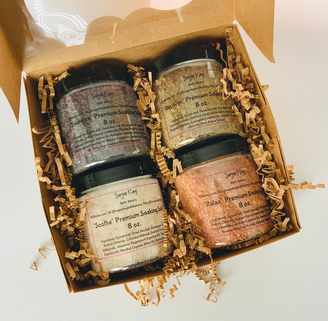 Bath Salt Set, Gift Box Epsom Bath Salts, Dead Sea Salt, Himalayan Sea ...