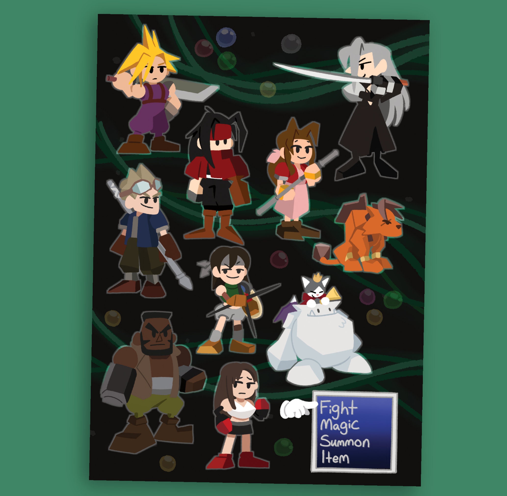 PS1 Poly FF7 Vinyl Sticker Sheet | Etsy