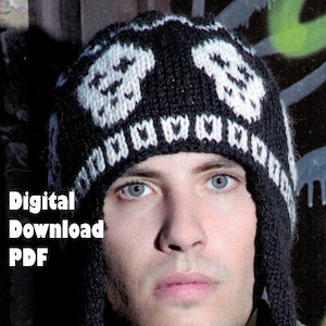 Skull Cap Knitting Pattern in ENGLISH 12 Ply Knit Hat Ear Flaps 58cm ...