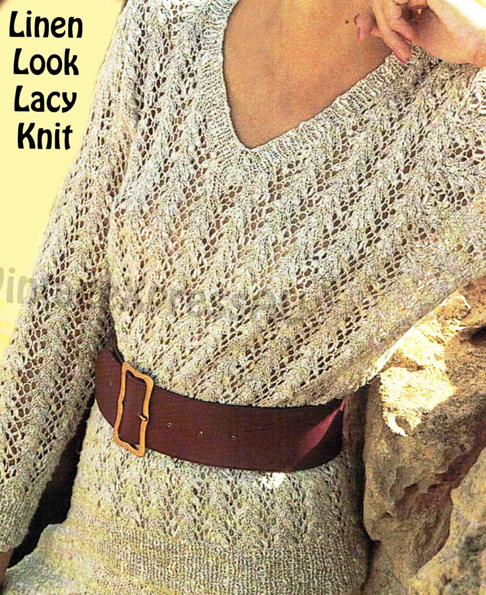 Linen Look Lacy Sweater Knitting Pattern Women 6 Sizes 32-42in 81 ...