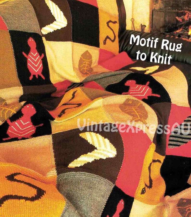 Aboriginal Motifs Knitted Rug Pattern DK 8 Ply Native Australians ...