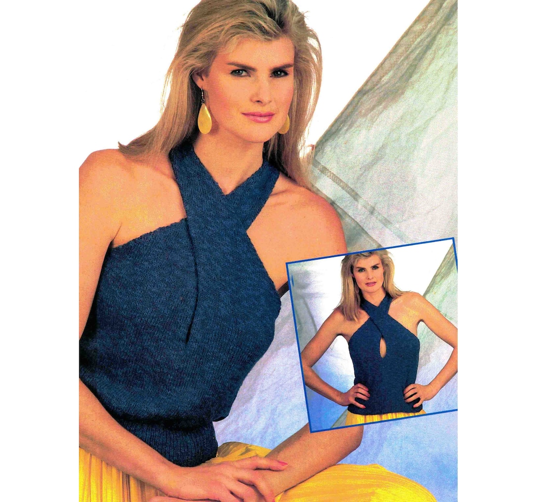 Crossover Halter Top Knitting Pattern Lady's Keyhole 5 Sizes 30-38 ...