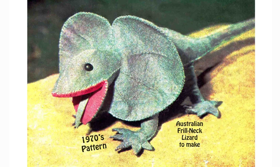 Frilled-neck Lizard Australian Toy 1970s Sewing Pattern Guide Hand ...