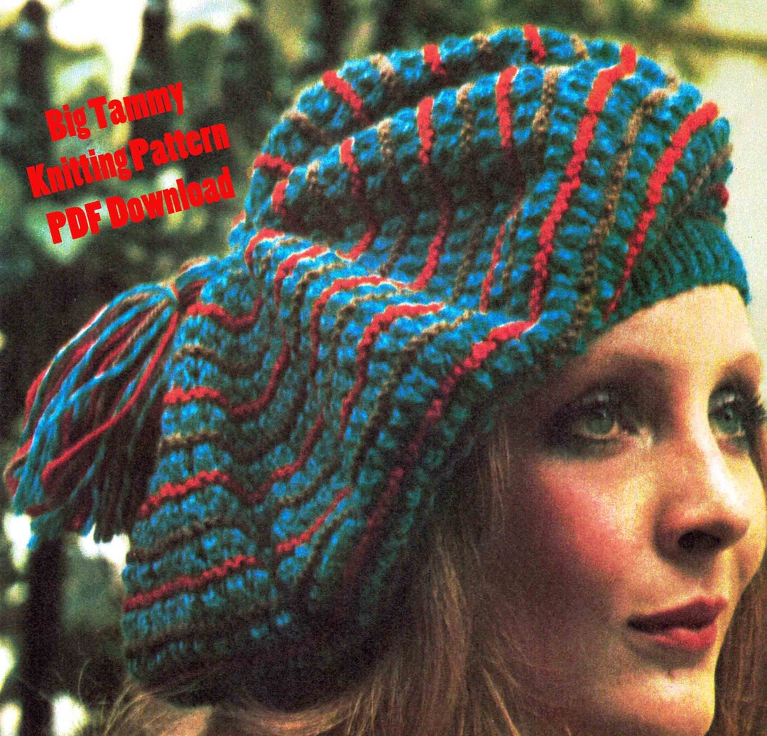 1970's Over-size Tammy Beret Knitting Pattern Tam O' Shanter Women's ...