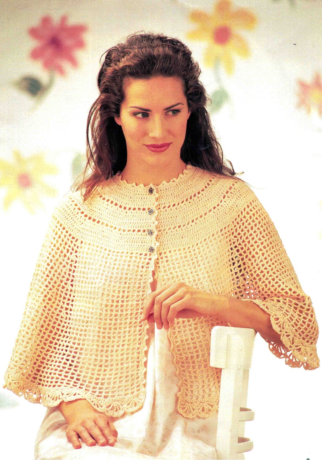Crochet Bed Cape Jacket Pattern in ENGLISH 4 Ply Vintage One Size Fit ...