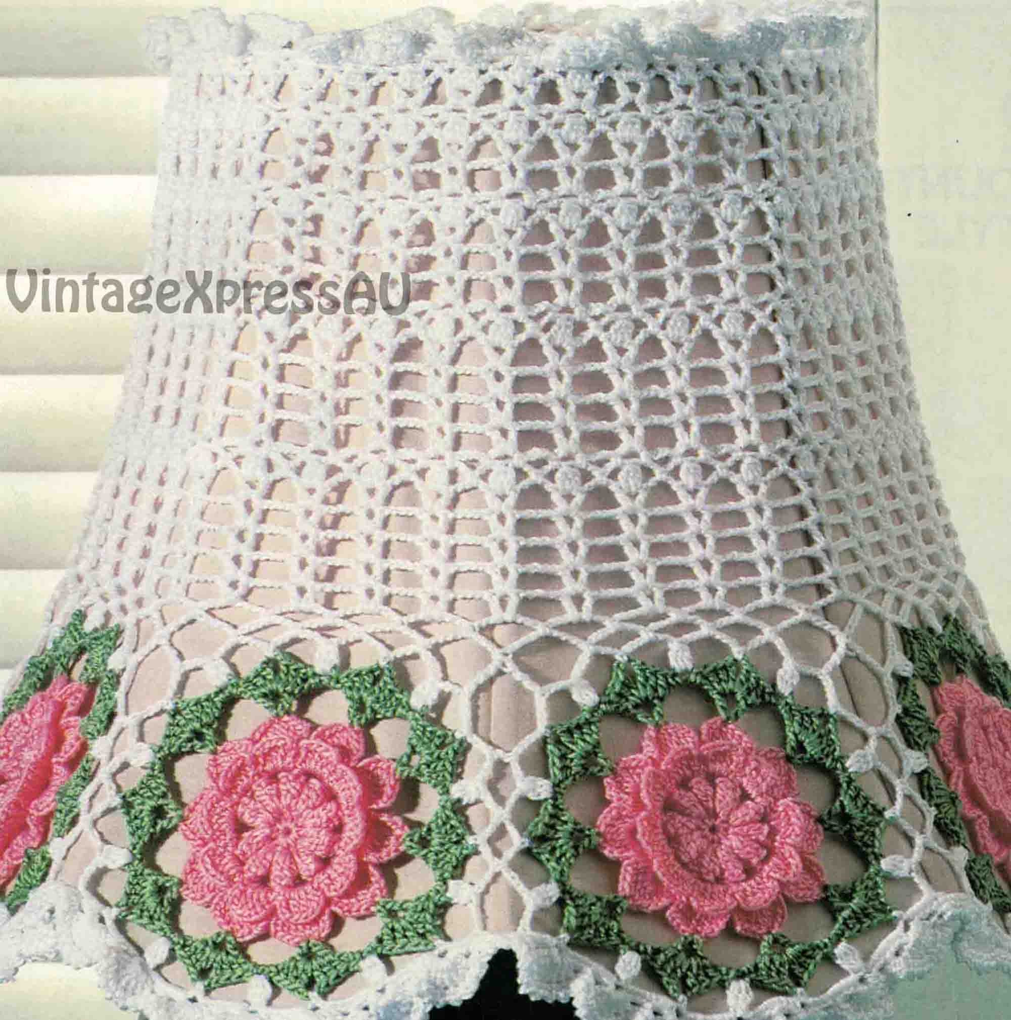 Lampshade With Flowers Crochet Pattern Octagonal Form 27cm W X 21cm H ...