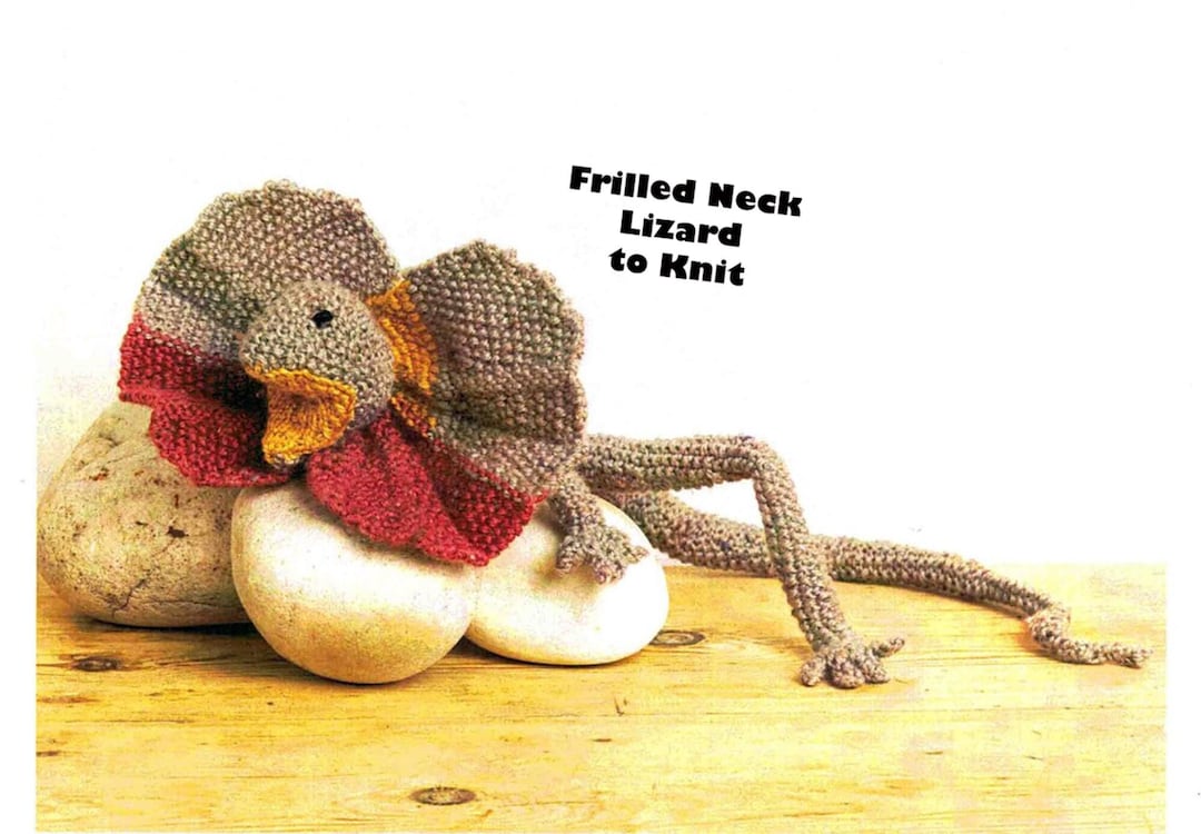 Frilled-neck Lizard Knitting Pattern DK 8 Ply Australian Soft Toy ...