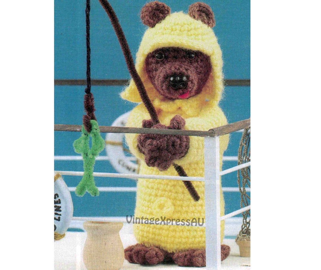 Bear Gone Fishing Crochet Pattern Fish on a Hook Crocheted Teddy 9 ...