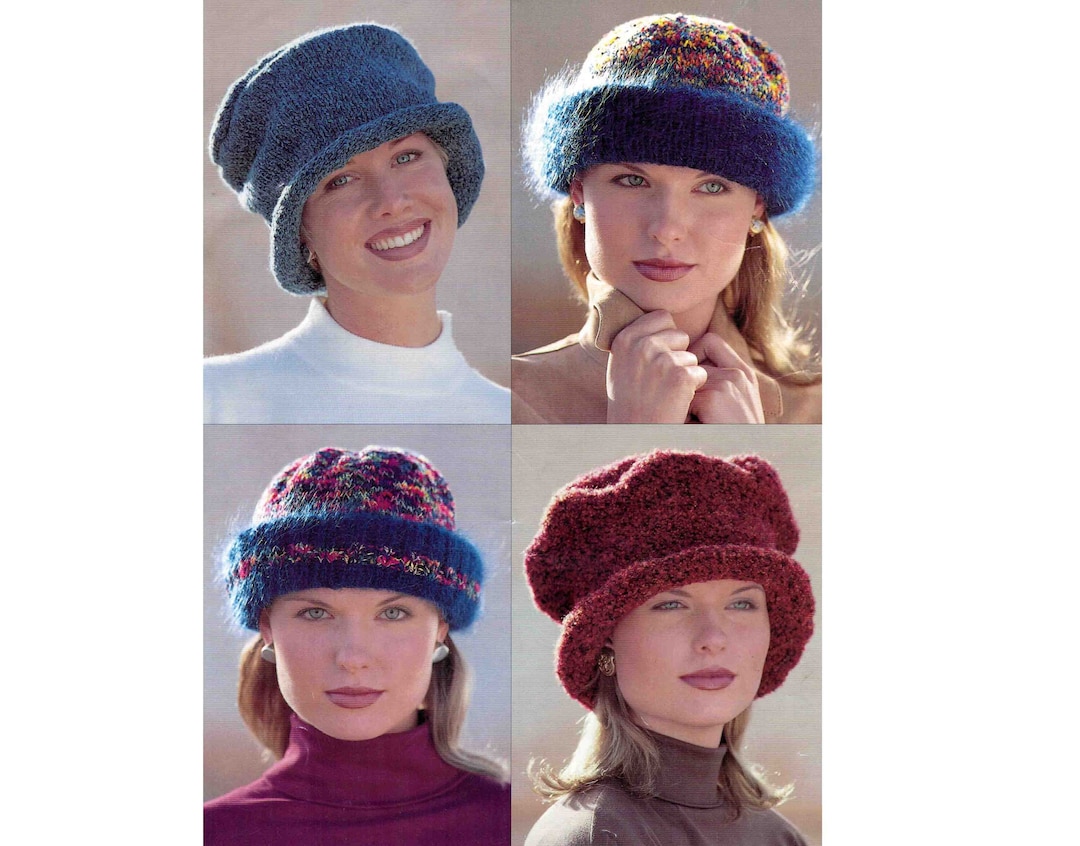 Caps and Hats Knitting Pattern in ENGLISH Women's One Size Average Head ...