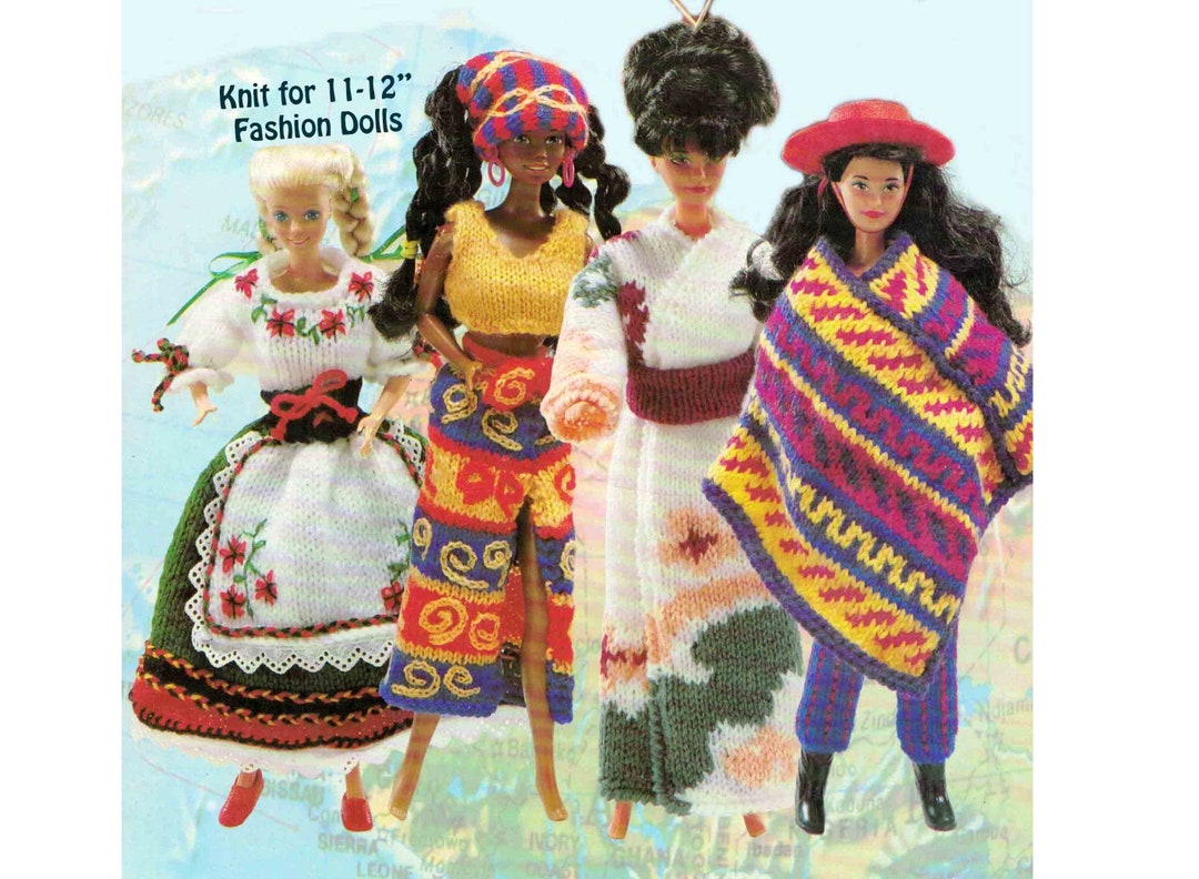 Fashion Doll International & Cultural Clothes Knitting Pattern 11-12 ...